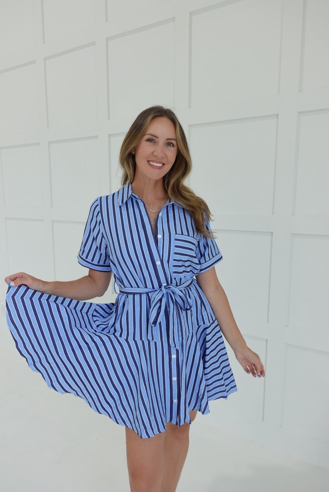 Lowery Mini Dress - Blue – West of Fifty Five